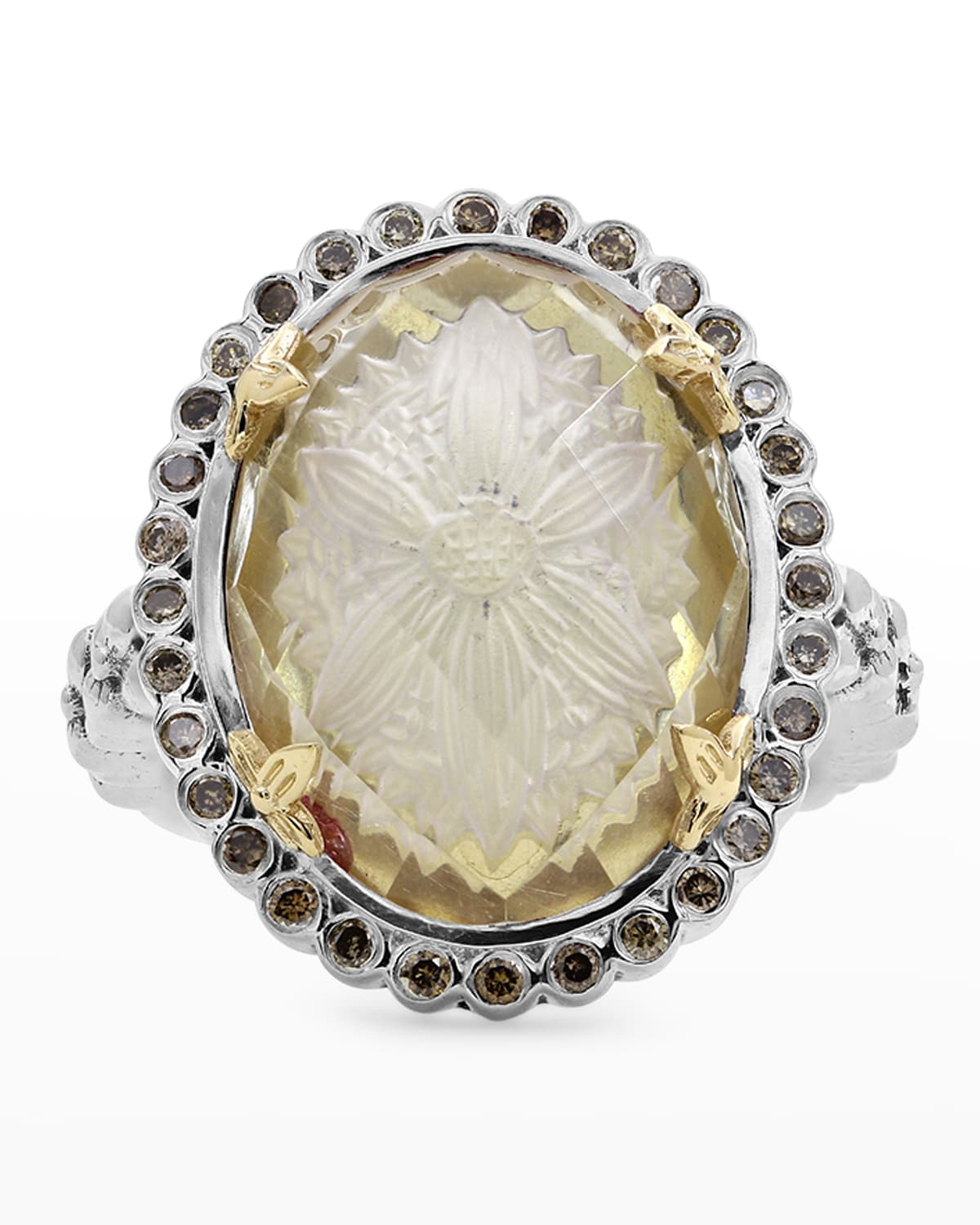 Stephen Dweck 18mm Smoky Quartz and Champagne Diamond Ring, Size 7 ...