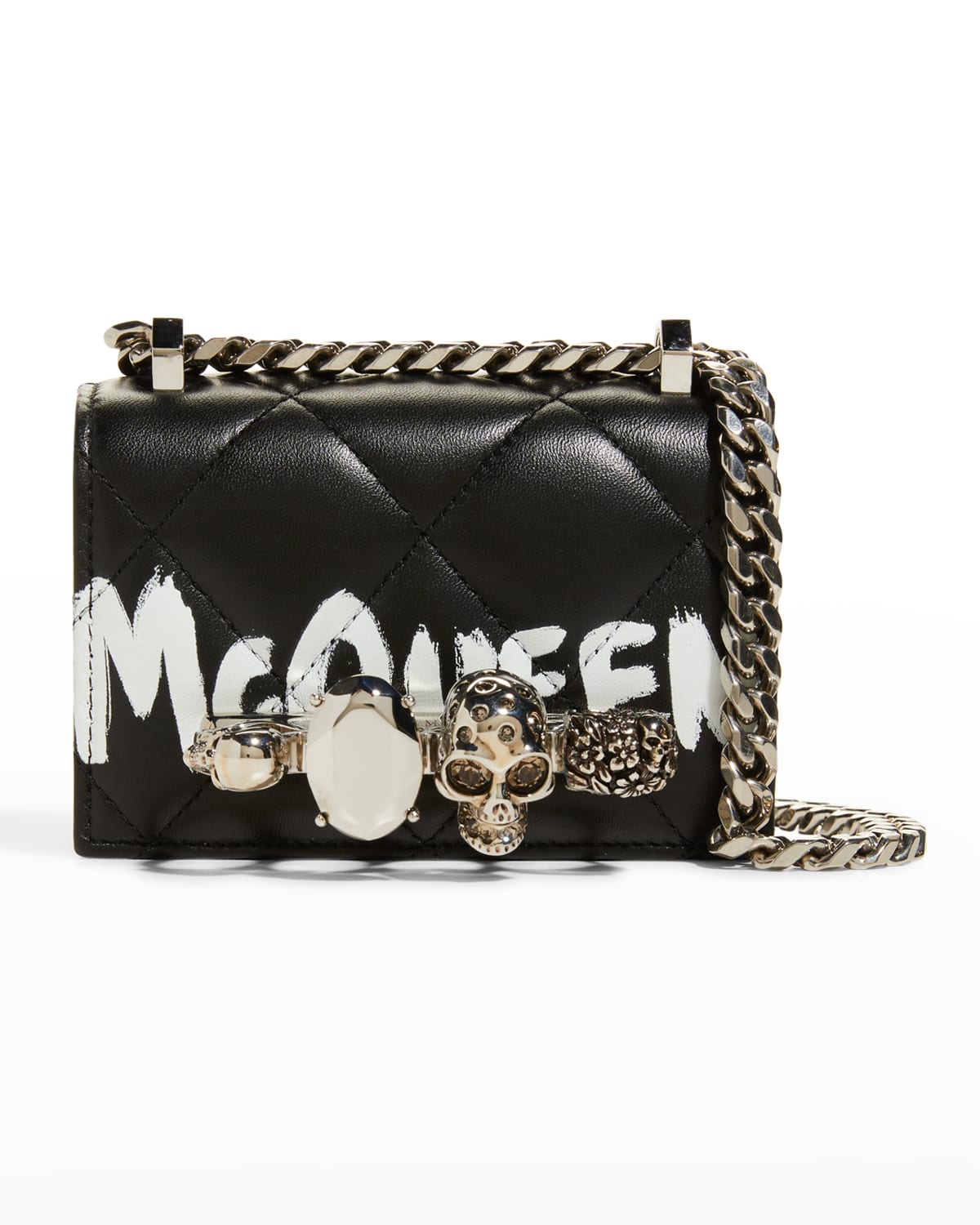 Alexander McQueen Small Skull Graffiti Logo Shoulder Bag | Neiman Marcus