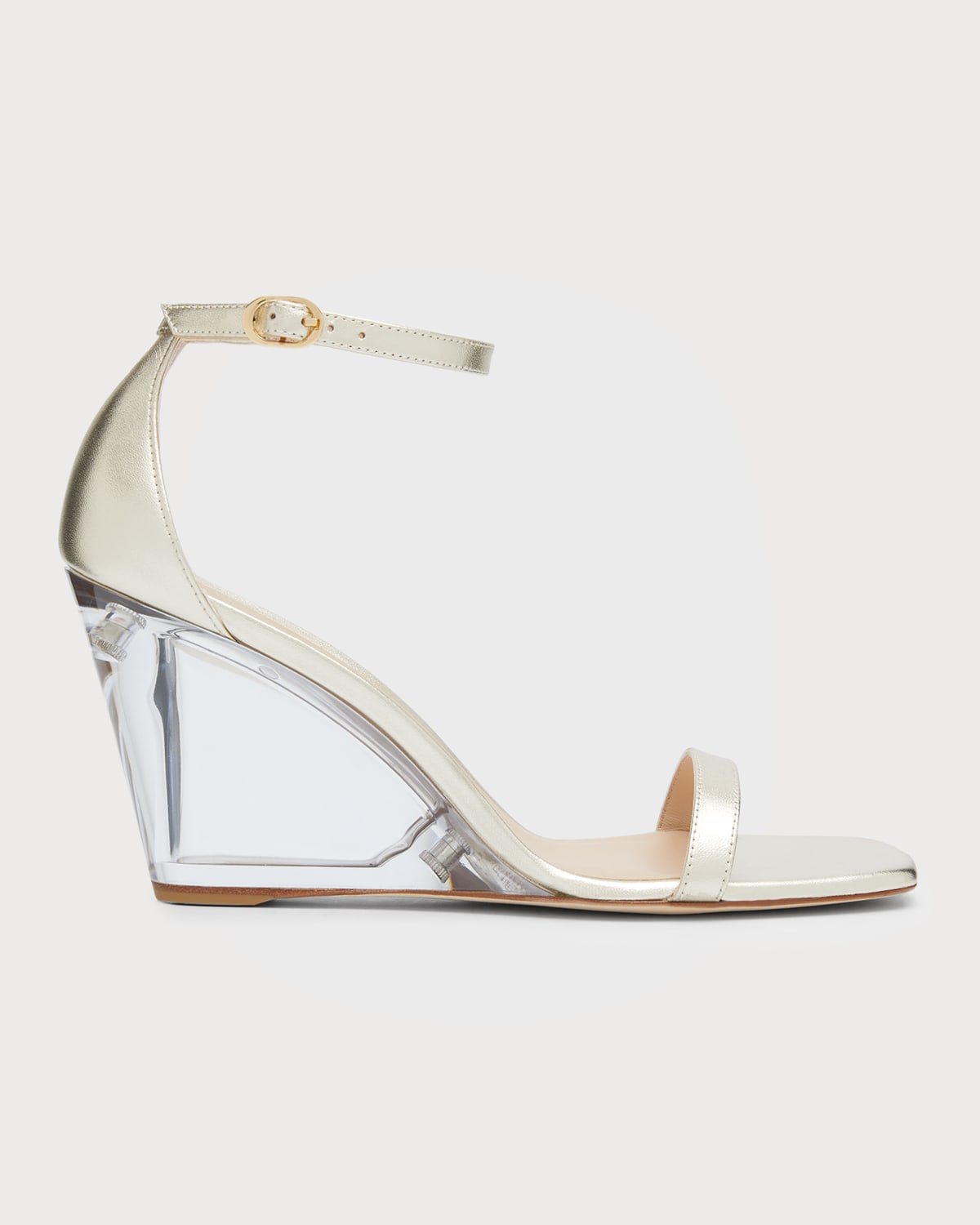 Stuart Weitzman Tia 85 Clear Wedge Heel Mule Sandals | Neiman Marcus