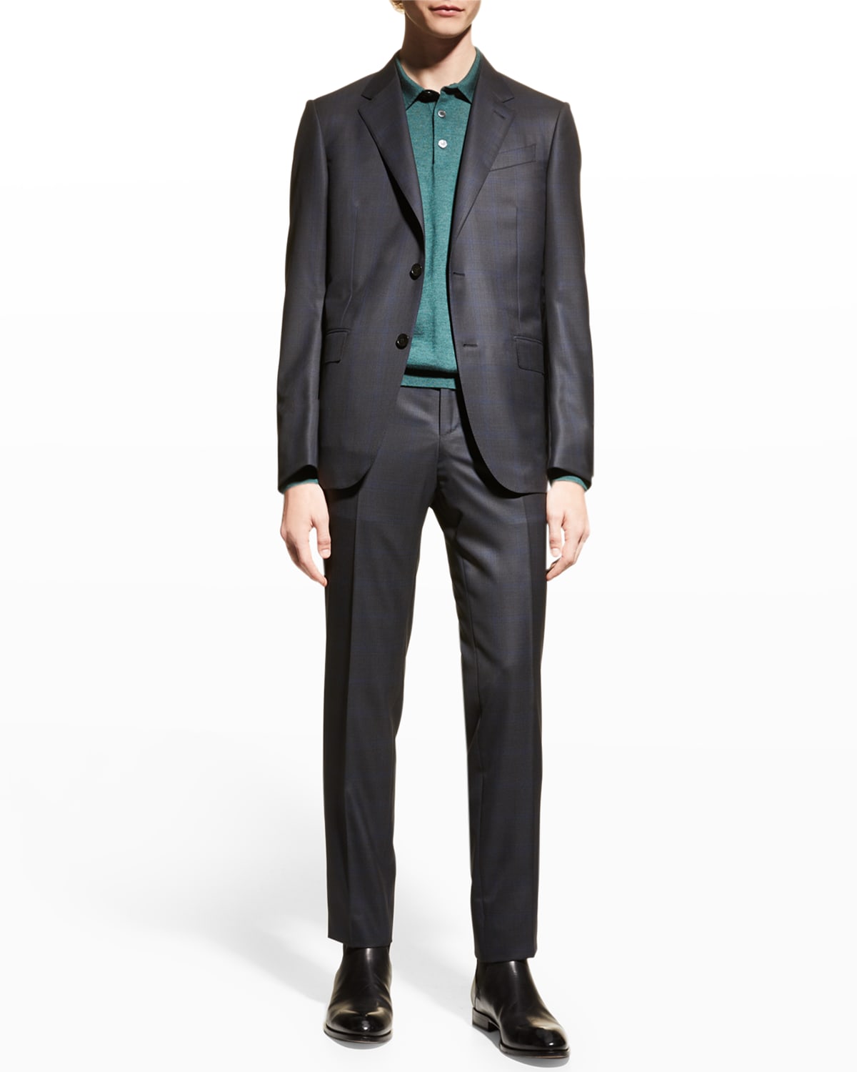 Kiton Men's Glen Plaid Wool-Silk Suit | Neiman Marcus