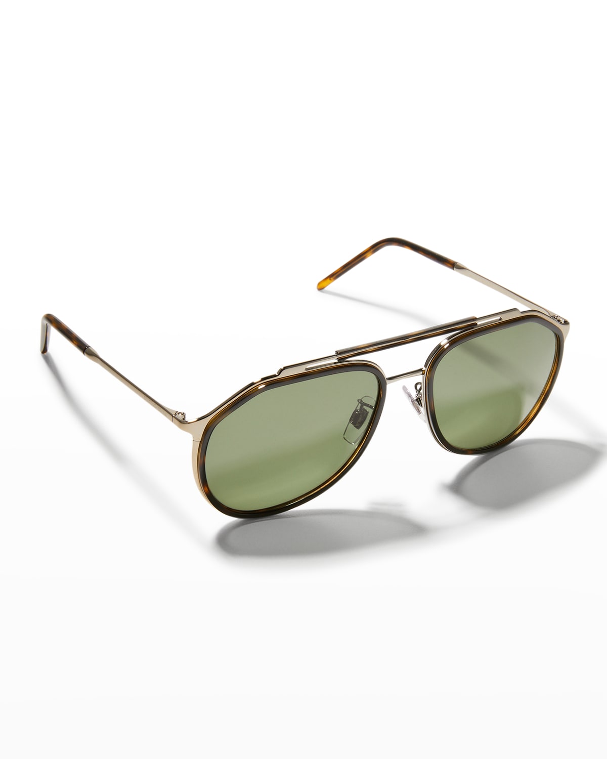 Saint Laurent Men's Double-Bridge Metal Aviator Sunglasses | Neiman Marcus