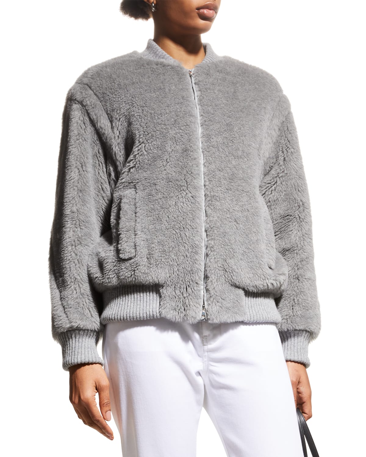 Max Mara Short Teddy Alpaca Jacket | Neiman Marcus