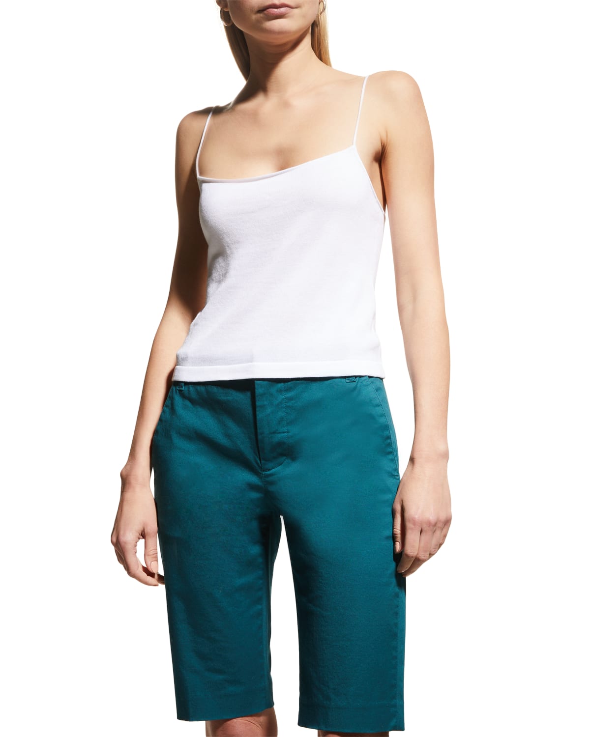 L'Agence Jane V-Neck Spaghetti-Strap Silk Tank | Neiman Marcus