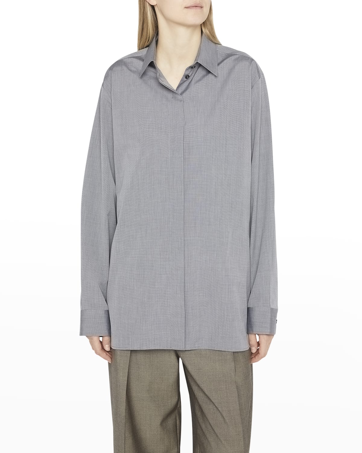 THE ROW Peg Button-Front Shirt | Neiman Marcus