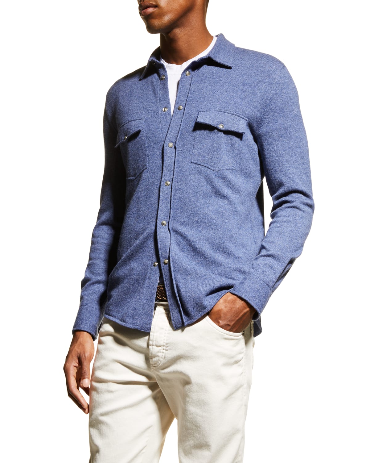 Kiton Men's Cashmere-Stretch Overshirt | Neiman Marcus