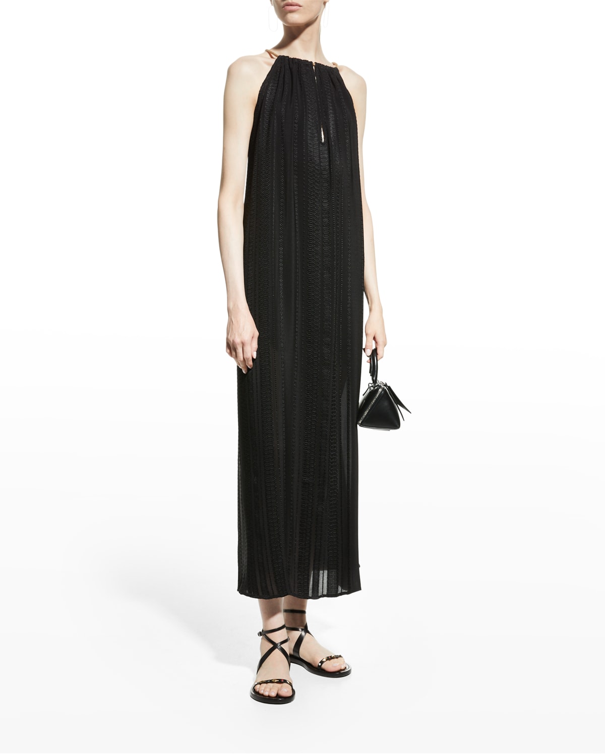 Bottega Veneta Open-Back Halter Plisse Dress | Neiman Marcus