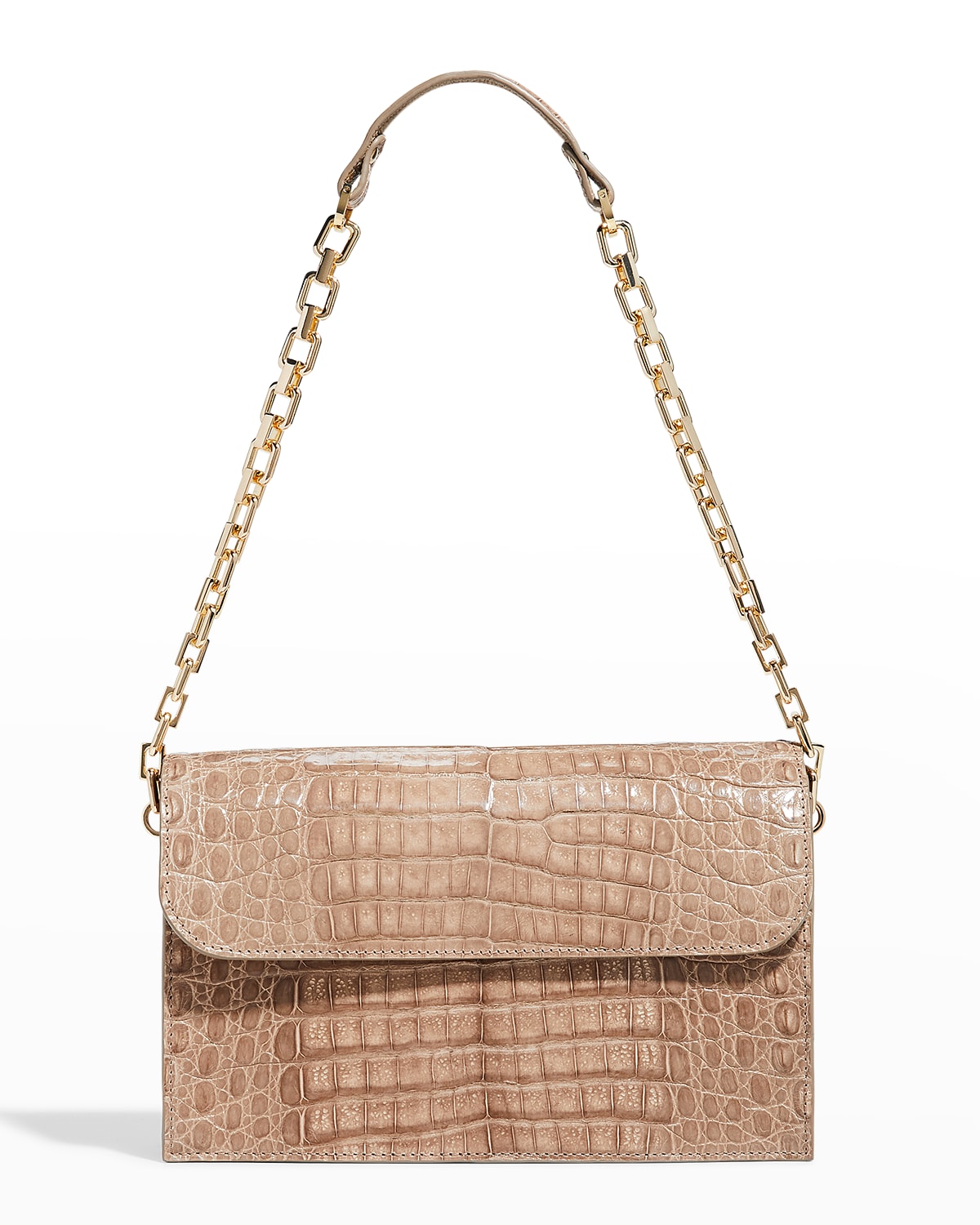 Maria Oliver Mia Small Shiny Crocodile Shoulder Bag | Neiman Marcus
