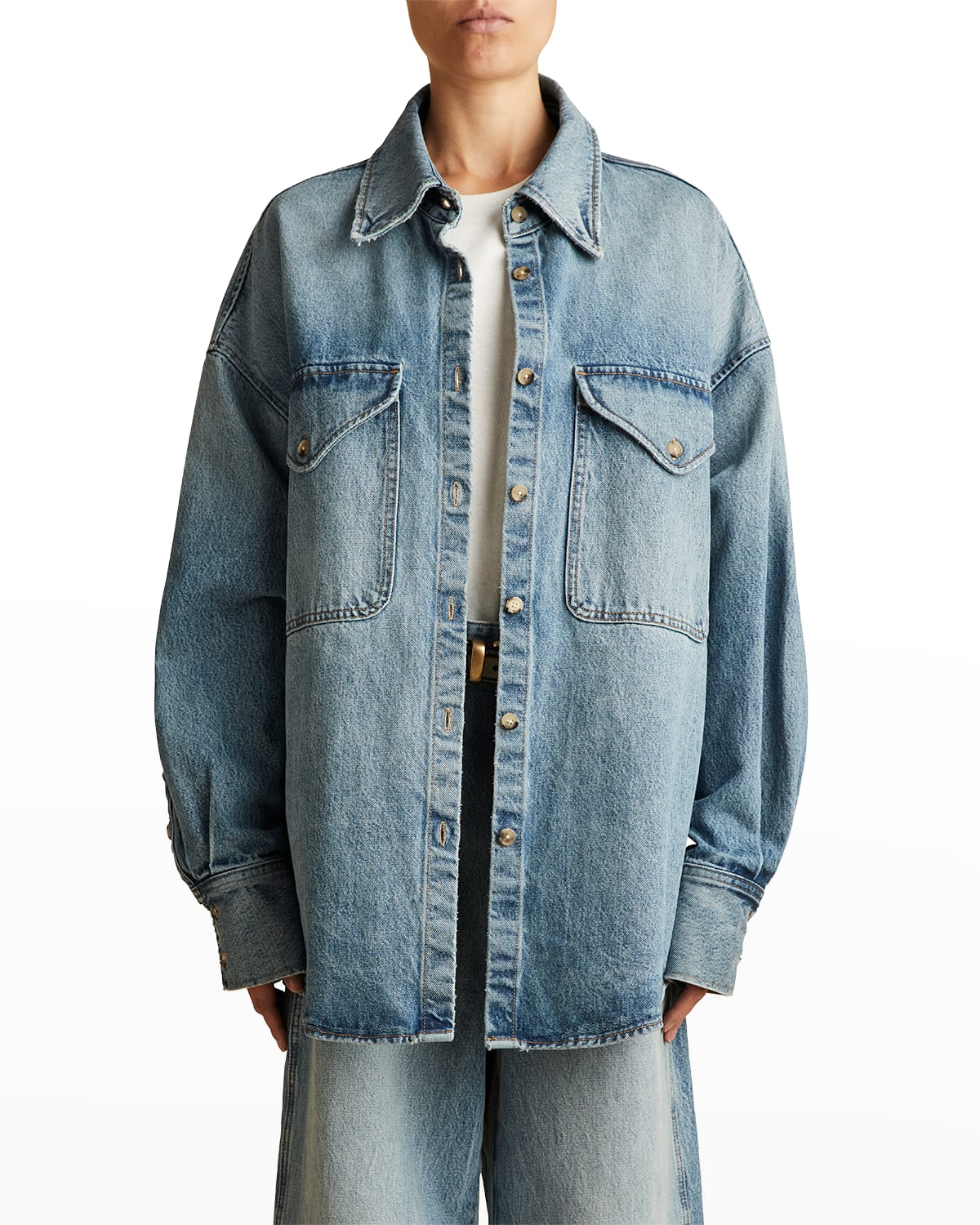 LAUDE the Label Roan Oversized Button-Down Shirt Jacket | Neiman Marcus