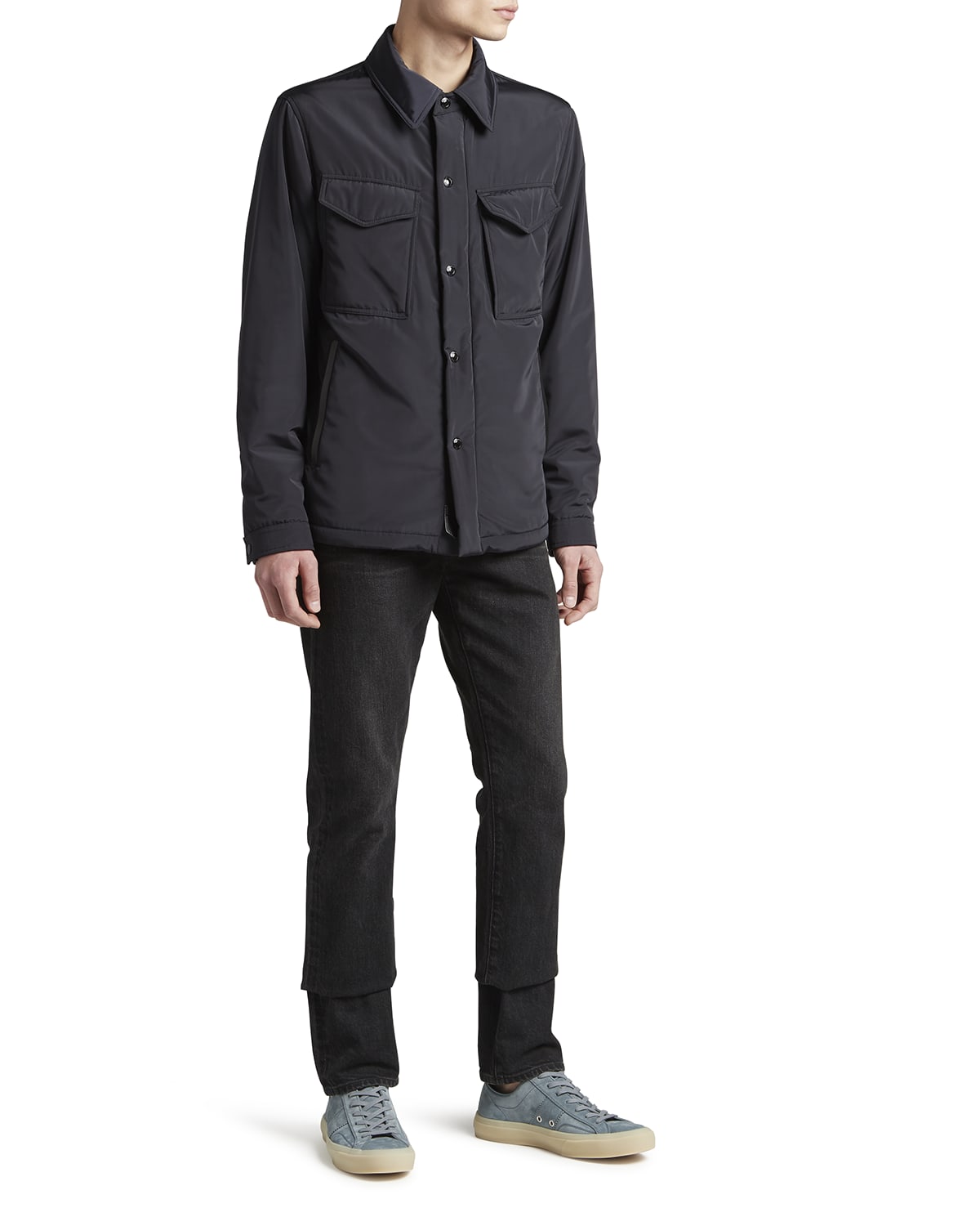 TOM FORD Men's Suede-Leather Overshirt | Neiman Marcus