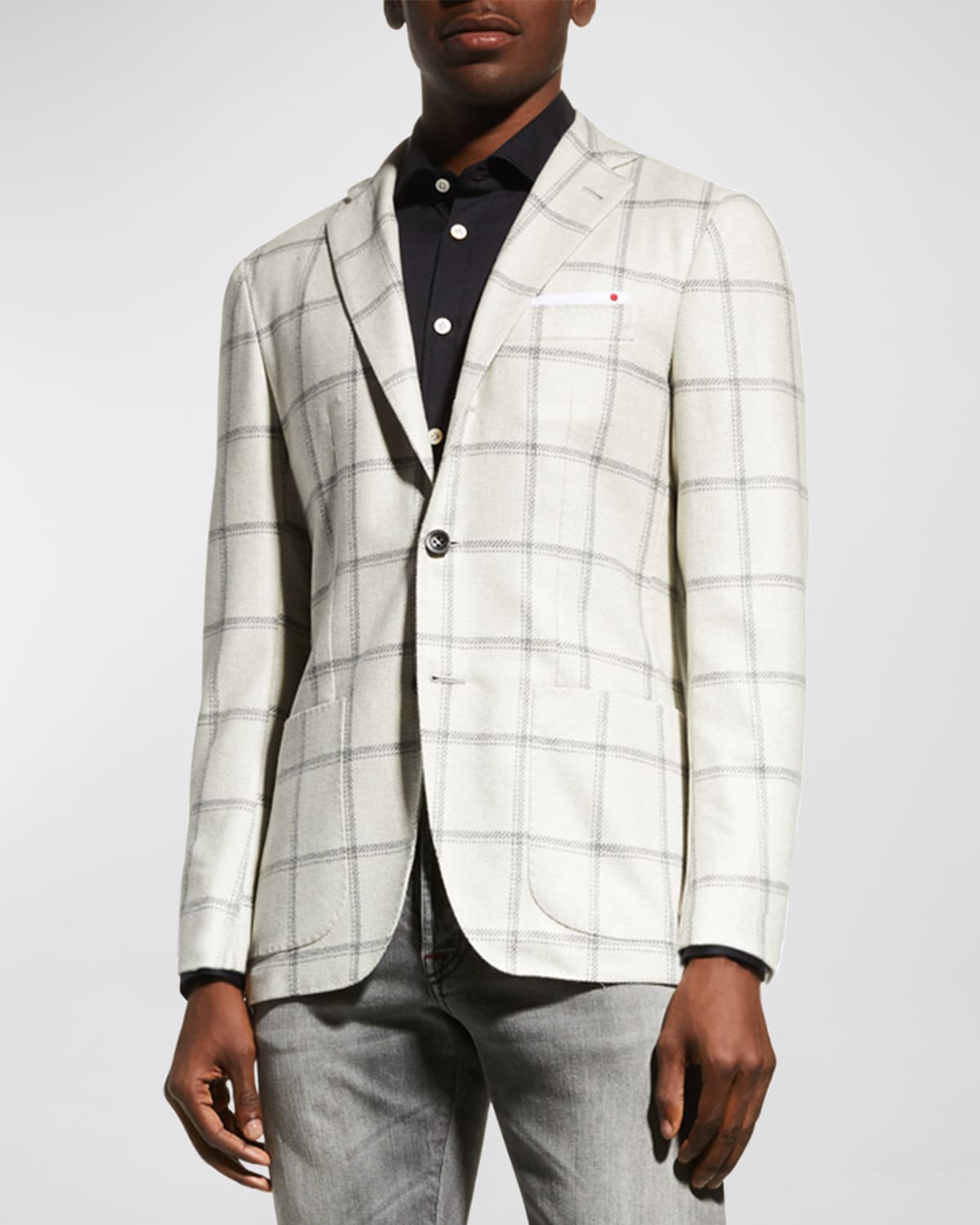 Kiton Men's Tonal Windowpane Sport Coat | Neiman Marcus
