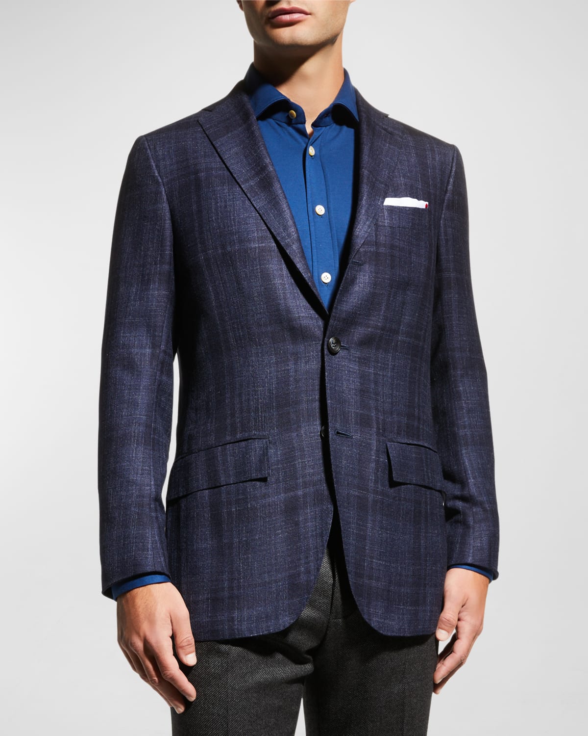 Kiton Men's Cashmere Check Sport Coat | Neiman Marcus