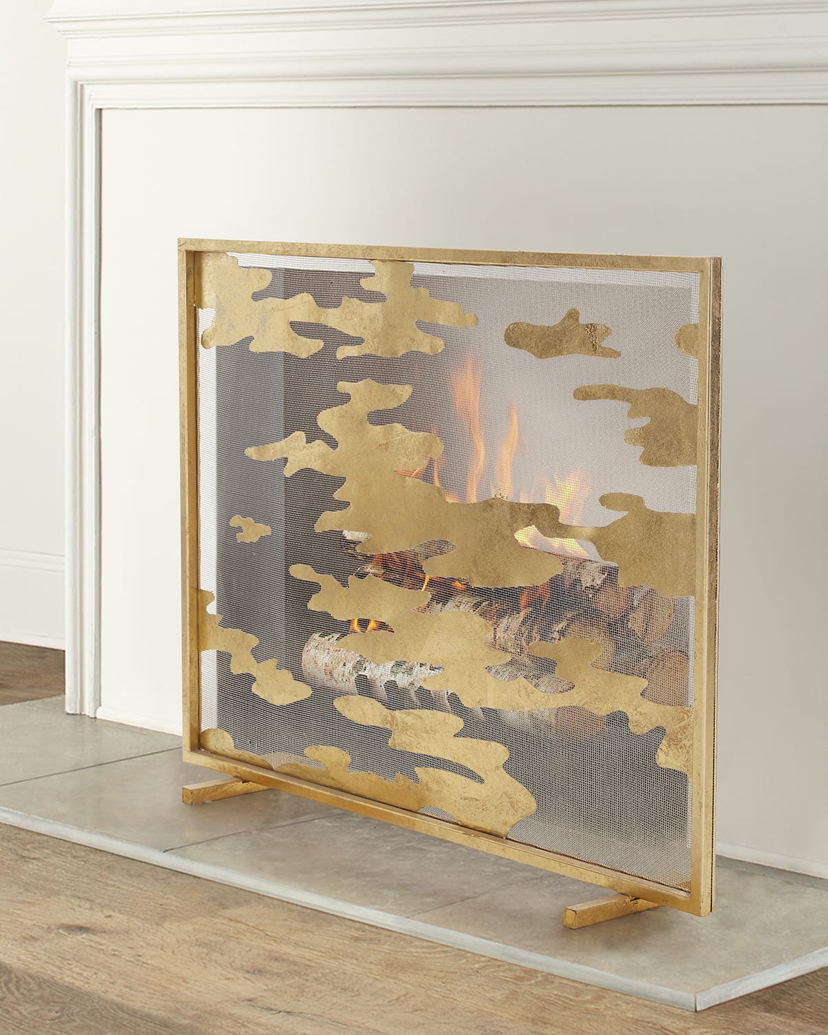 Global Views Chinoise Fret Bronze Fireplace Screen | Neiman Marcus