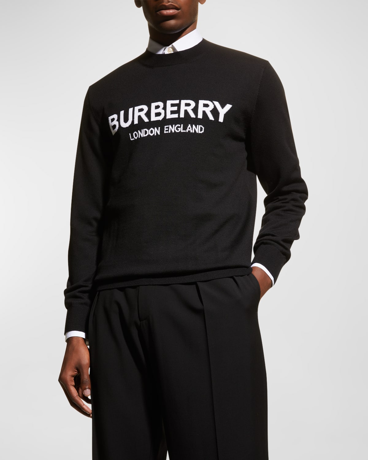 Burberry Men's Hurley Wool-Cashmere Logo Sweater | Neiman Marcus