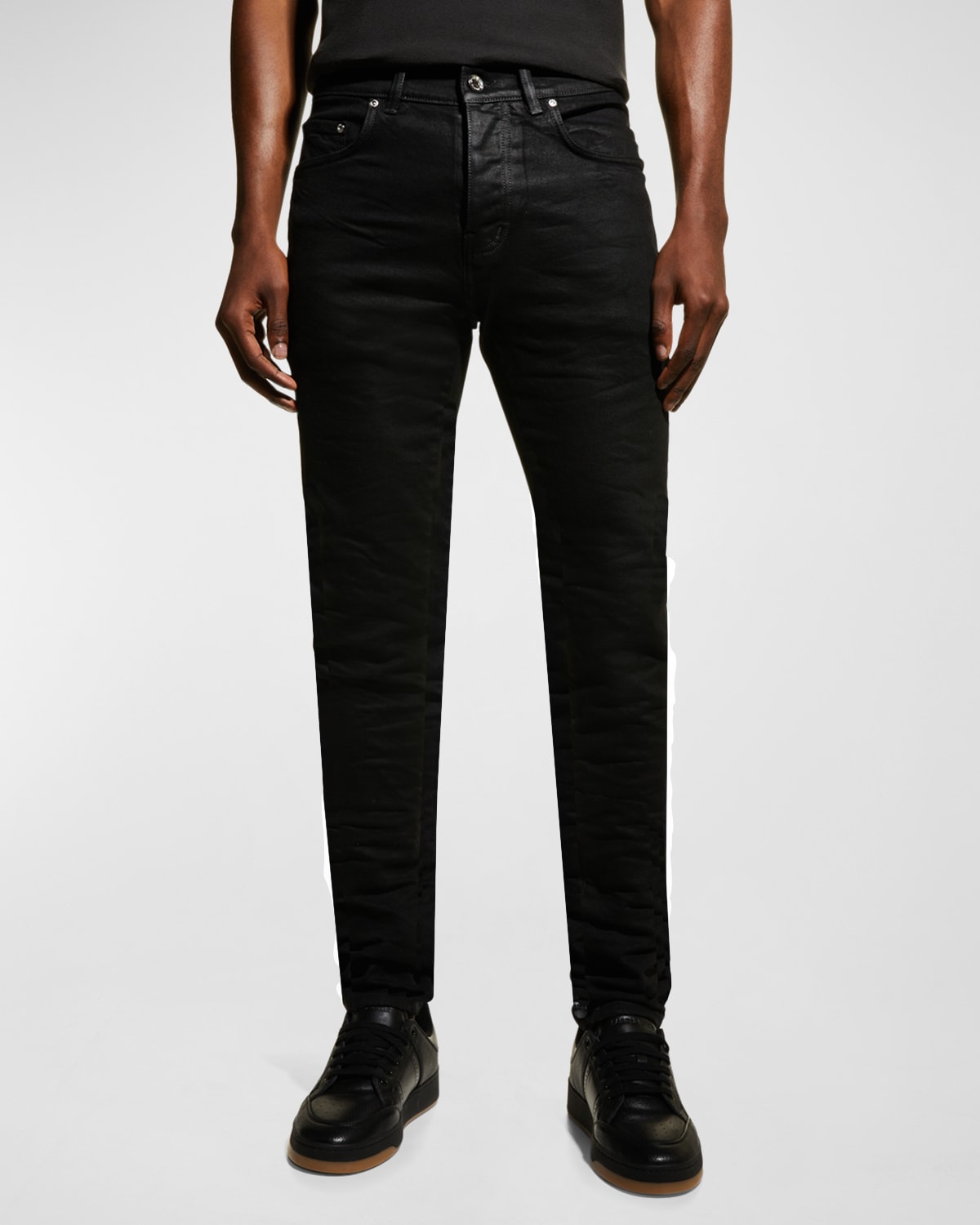 PURPLE Men's Waxed Skinny Jeans | Neiman Marcus
