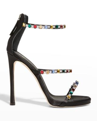 Giuseppe Zanotti Harmony Jeweled Metallic Three-Band Sandals | Neiman ...