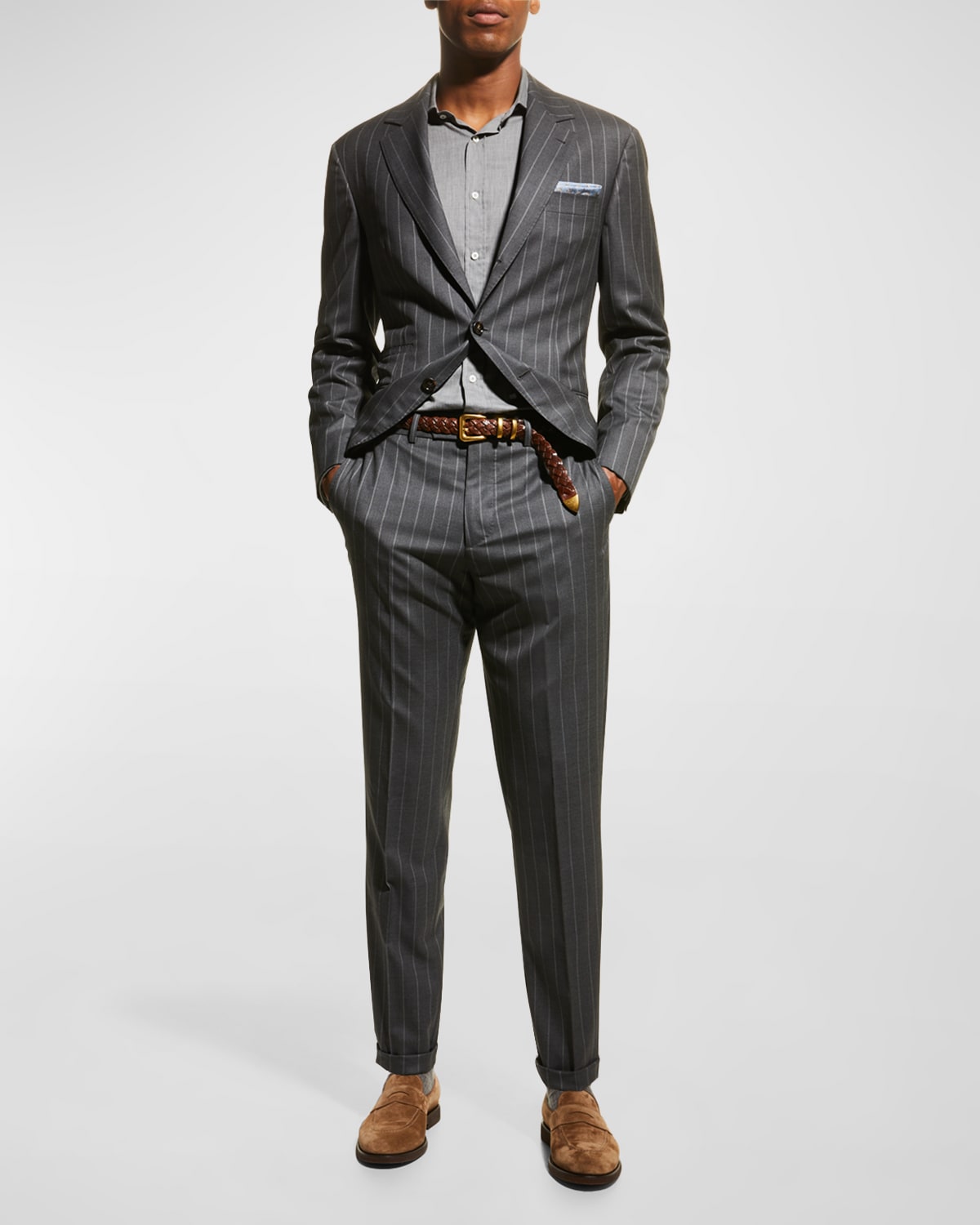 Brunello Cucinelli Men's Wool Three-Button Two-Piece Suit | Neiman Marcus