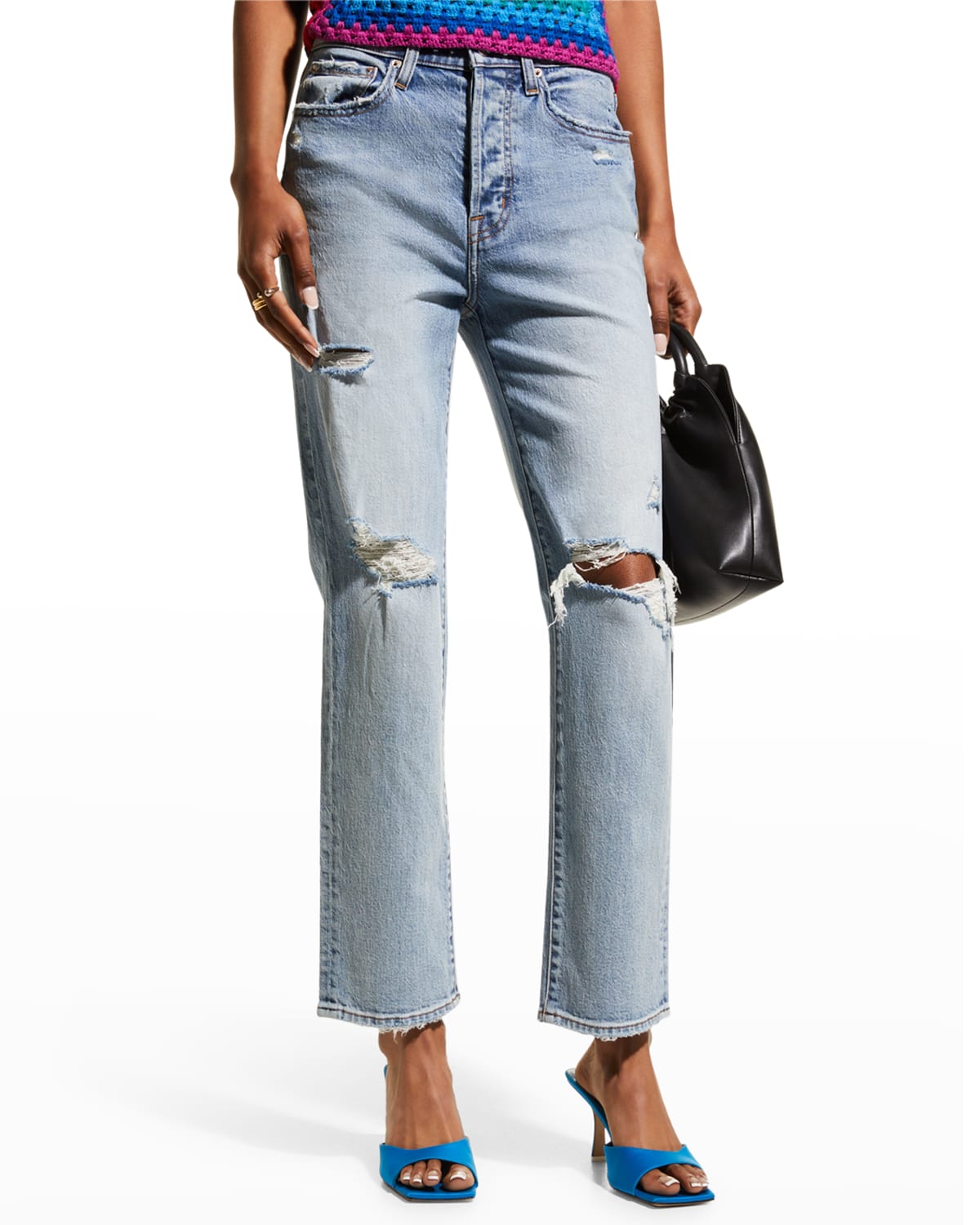 Alice + Olivia Amazing High-Rise Boyfriend Embellished Jeans | Neiman ...