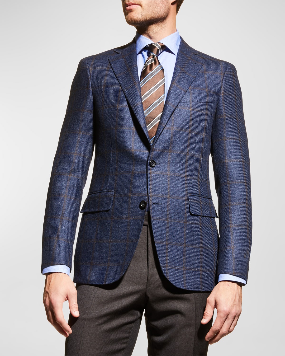 Canali Men's Windowpane Wool Sport Jacket | Neiman Marcus