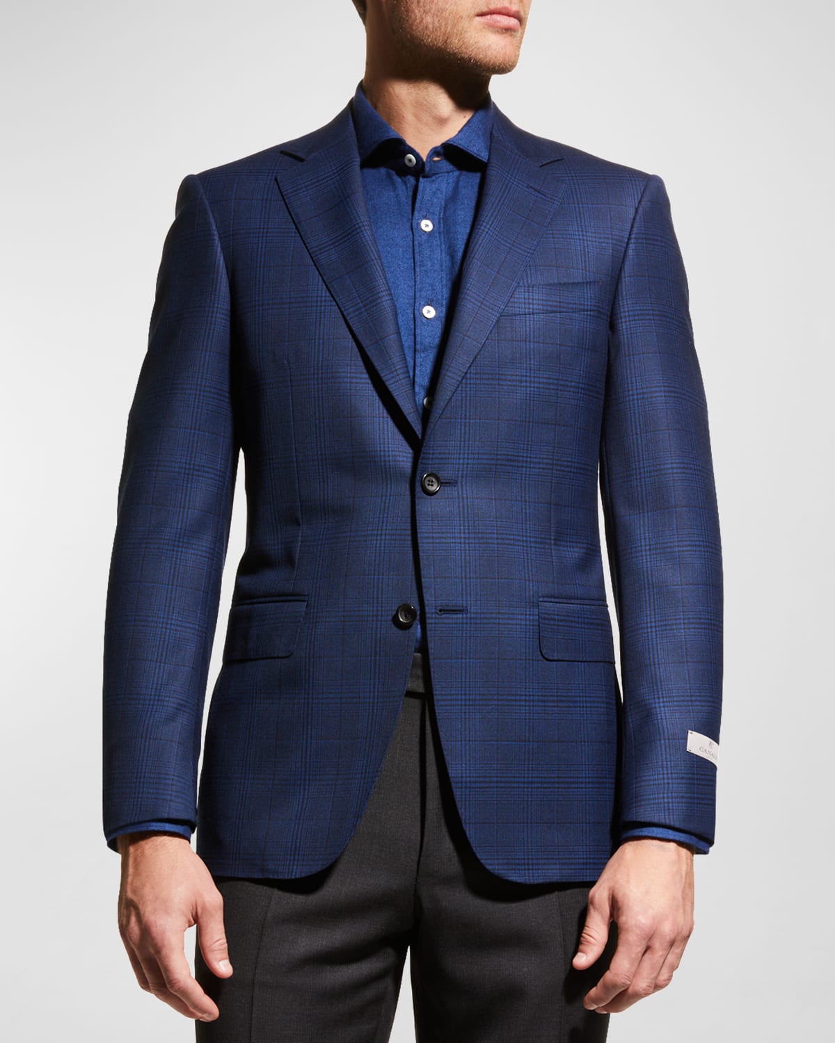 Canali Men's Plaid Wool Sport Jacket | Neiman Marcus