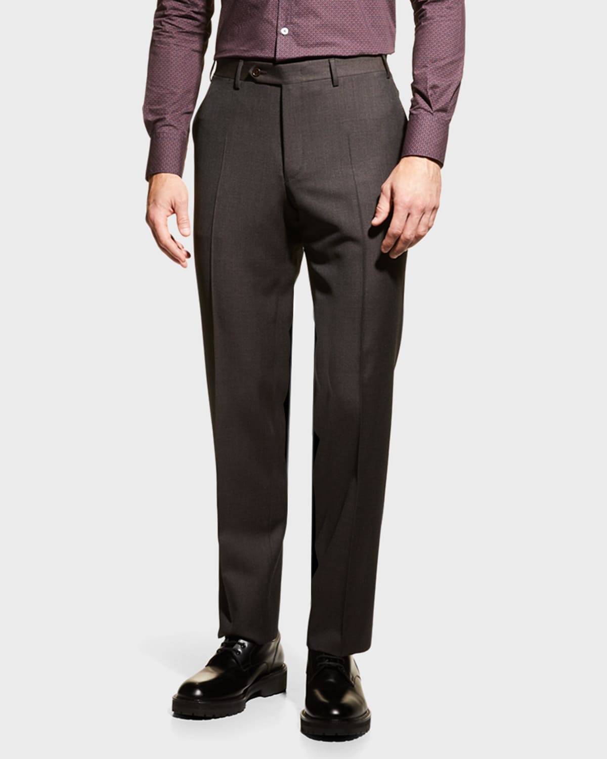 Canali Men's Melange Flat-Front Trousers | Neiman Marcus