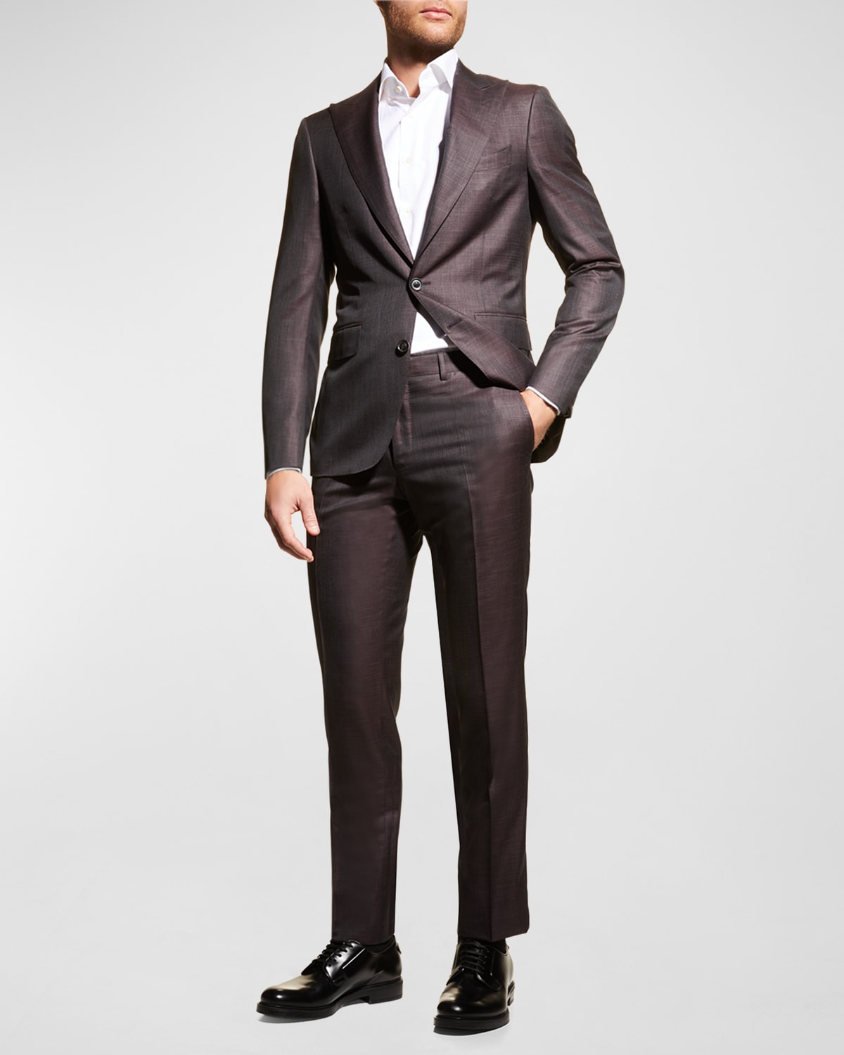 Canali Men's Melange Peak-Lapel Suit | Neiman Marcus