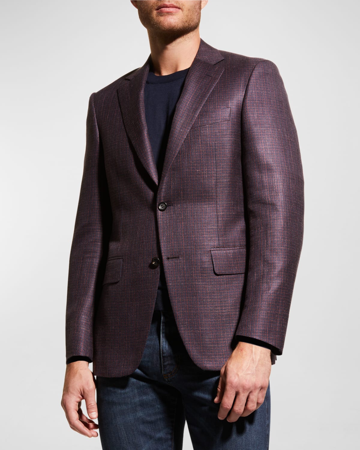 Canali Men's Windowpane Wool Sport Jacket | Neiman Marcus