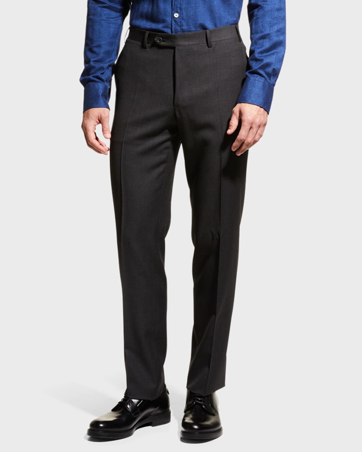 Canali Men's Melange Flat-Front Trousers | Neiman Marcus