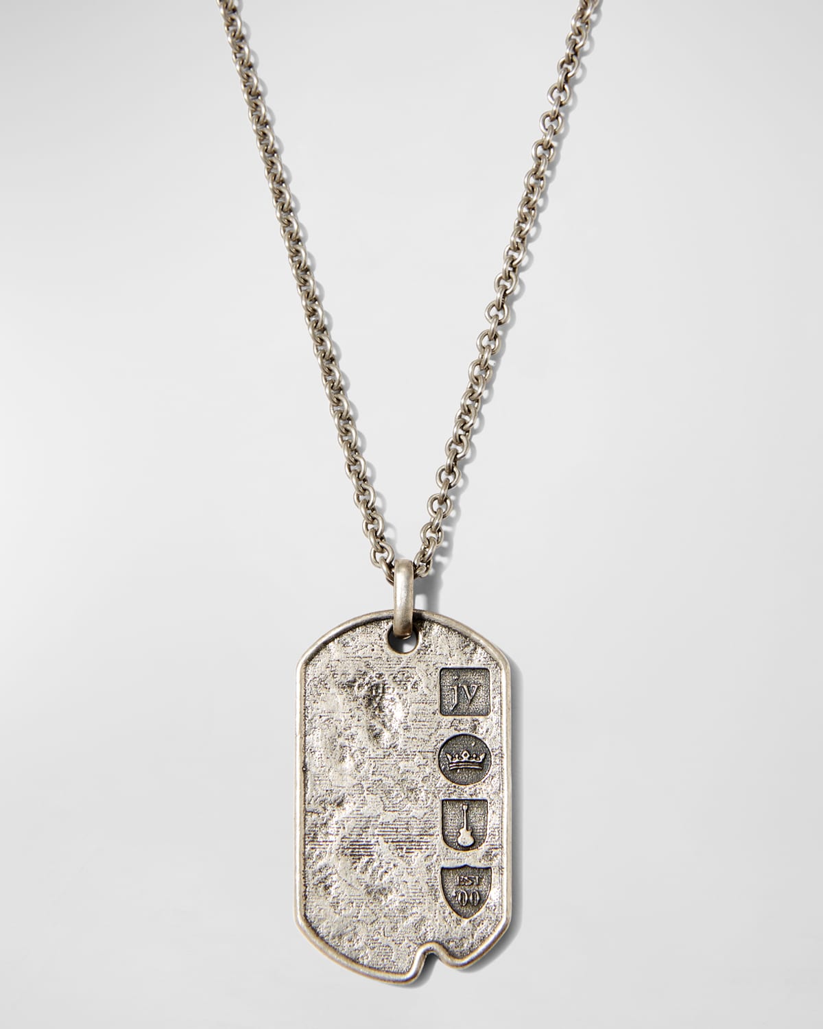 John Varvatos Men's Skull Dog Tag Pendant Necklace, 24"L | Neiman Marcus