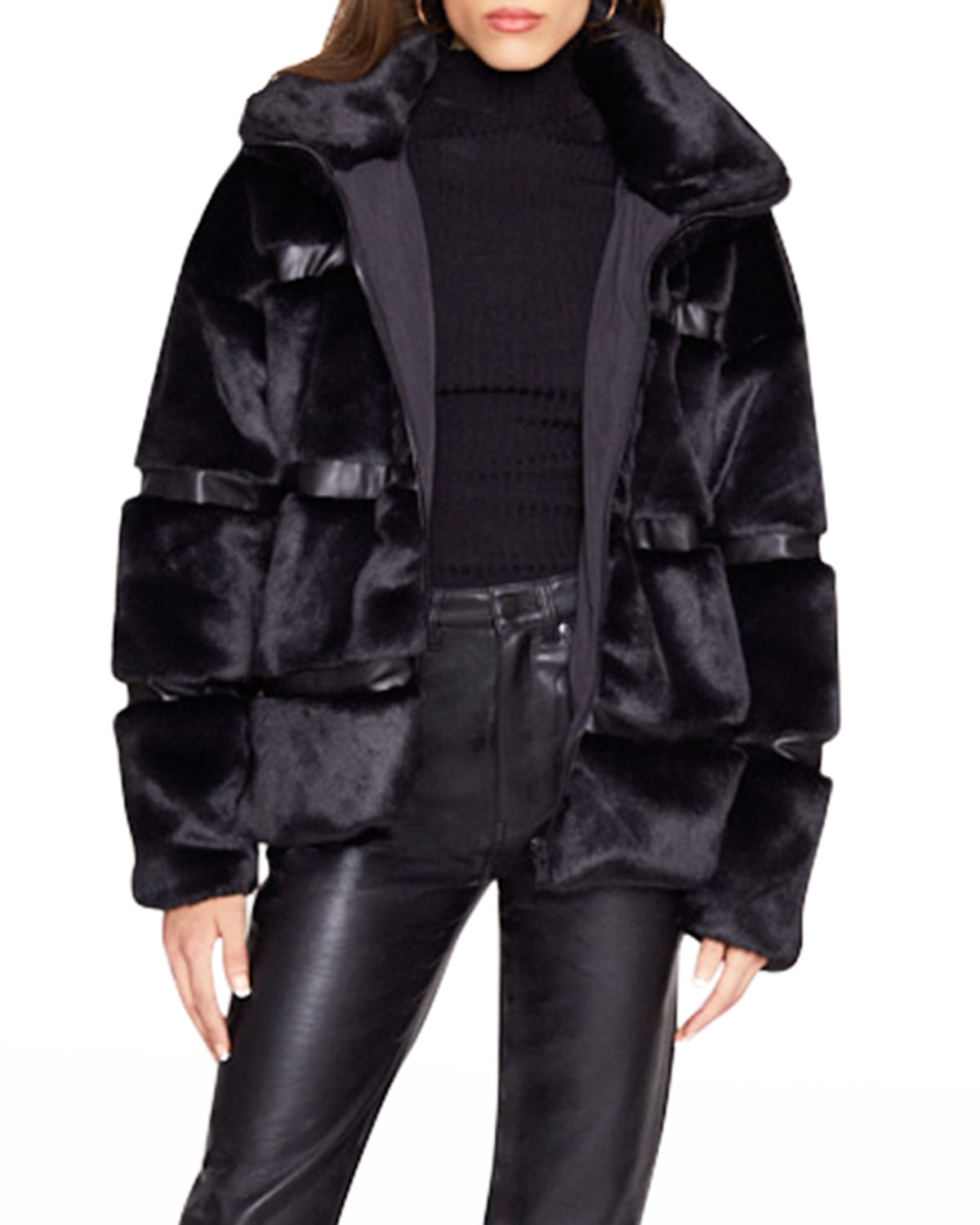 Blue Revival Moonlight Spell Vegan Fur Jacket with Faux Leather Fringe ...