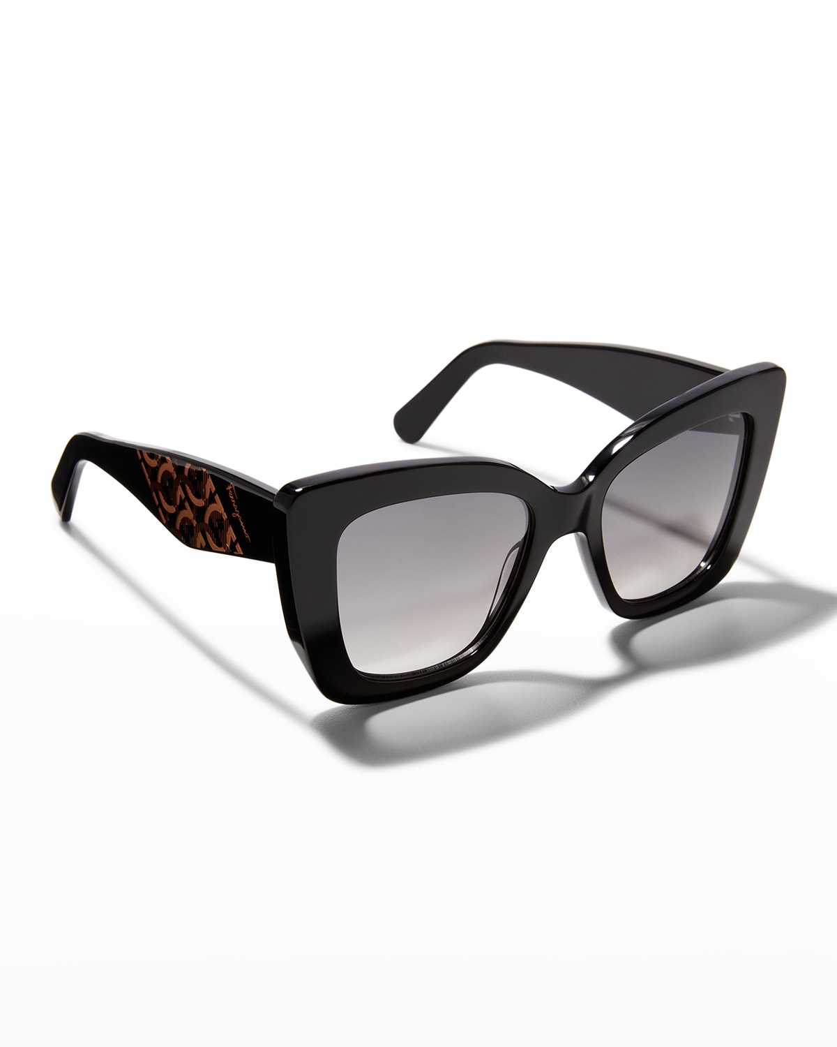 Ferragamo Rectangle Gancio Injection Plastic Sunglasses | Neiman Marcus