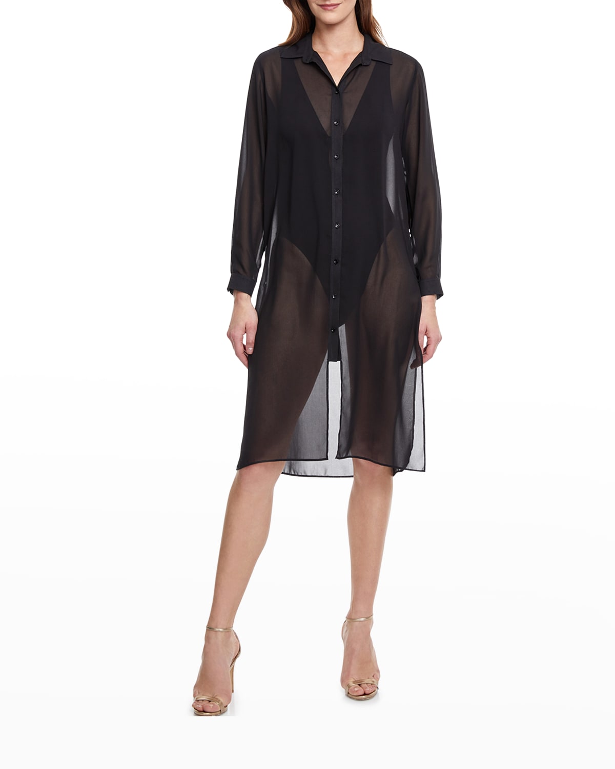 AS by DF Sasha Semi-Sheer Button-Front Blouse | Neiman Marcus