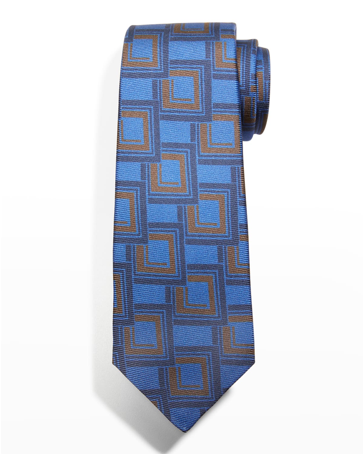 Kiton Men's Rectangles-Print Silk Tie | Neiman Marcus