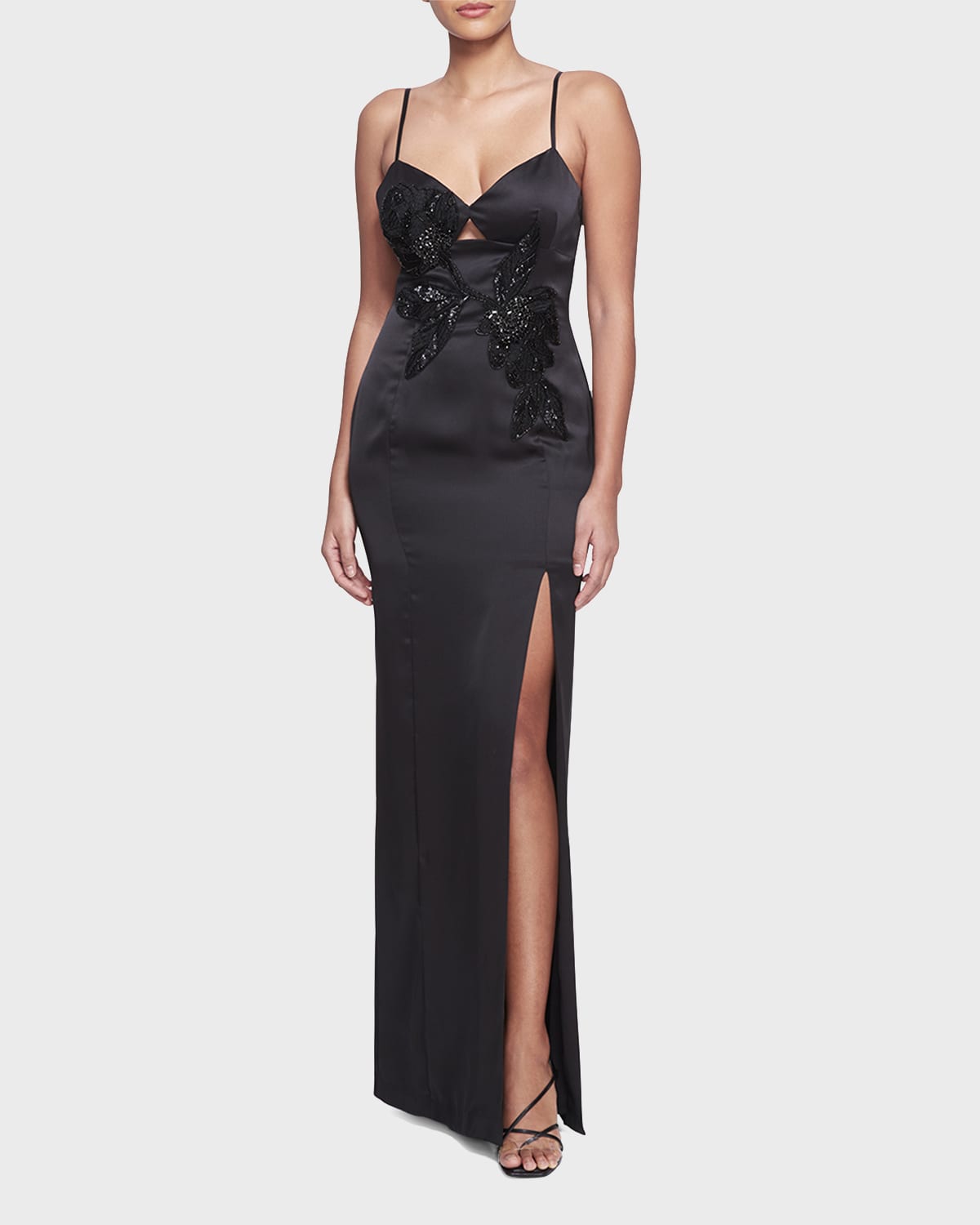 MONOT Cutout One-Shoulder Thigh-Slit Column Gown | Neiman Marcus