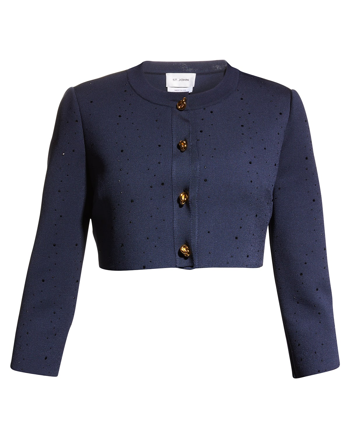 St. John Diamond Cutout Crop Knit Cardigan | Neiman Marcus