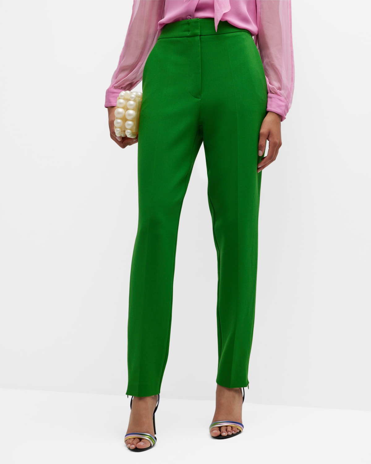 Emporio Armani High-Rise Straight-Leg Trousers | Neiman Marcus