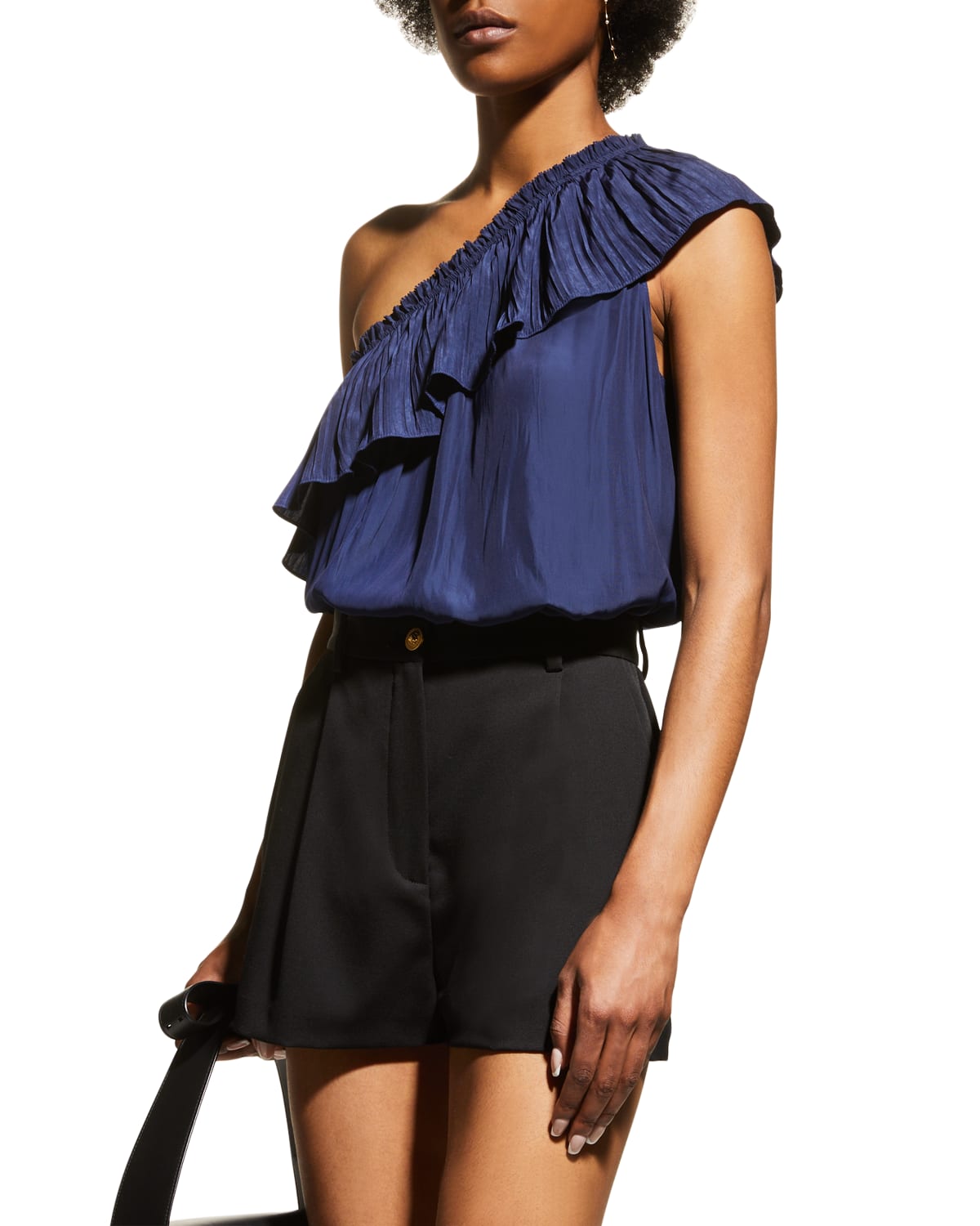 Ramy Brook Sutton Smocked-Hem Ruffle Tank Top | Neiman Marcus