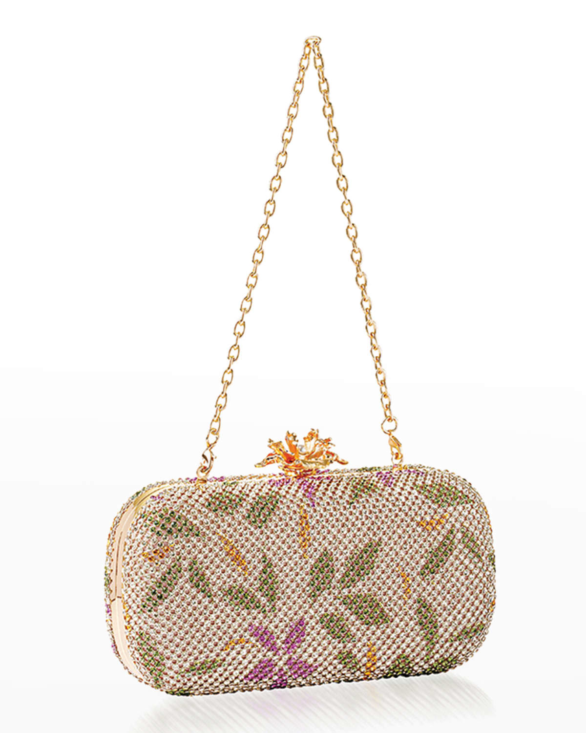 Whiting & Davis Flower Crystal Long Clutch Bag | Neiman Marcus