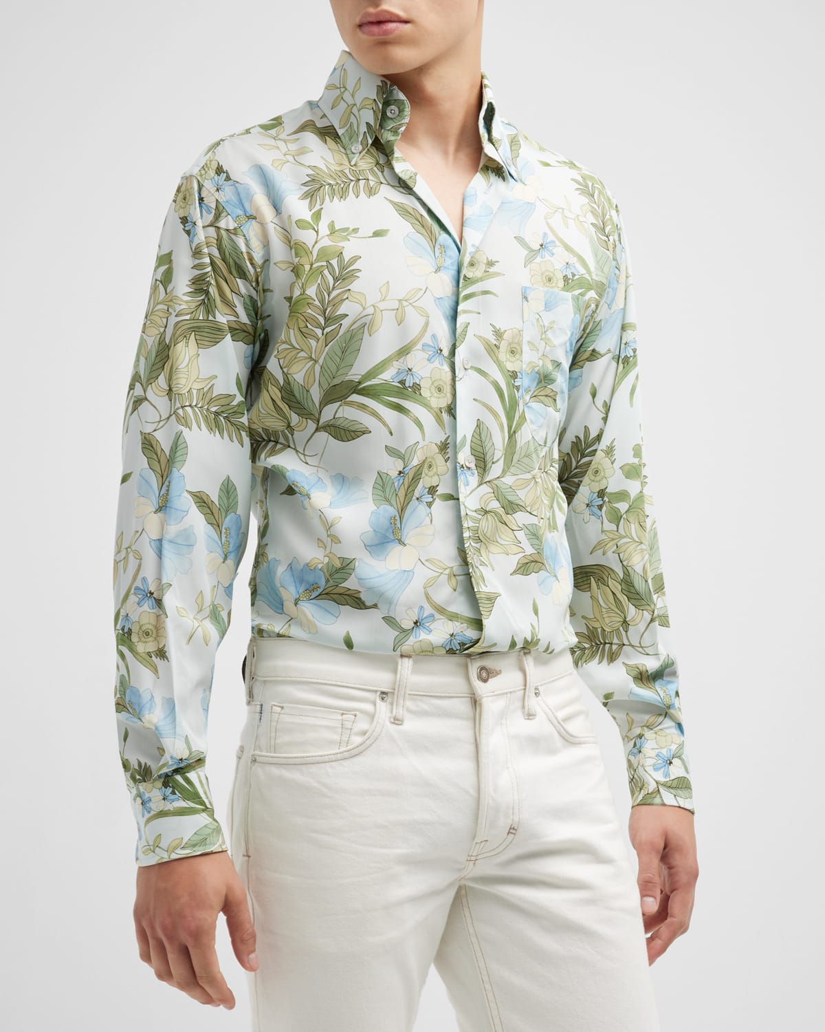 TOM FORD Men's Floral-Print Sport Shirt | Neiman Marcus