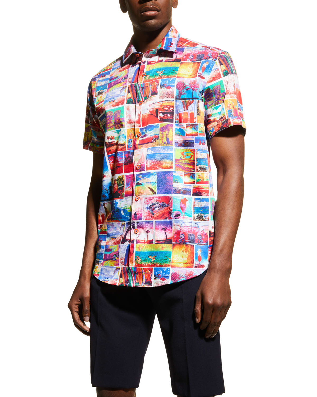 Robert Graham Men's Throttle Race Car-Print Sport Shirt | Neiman Marcus