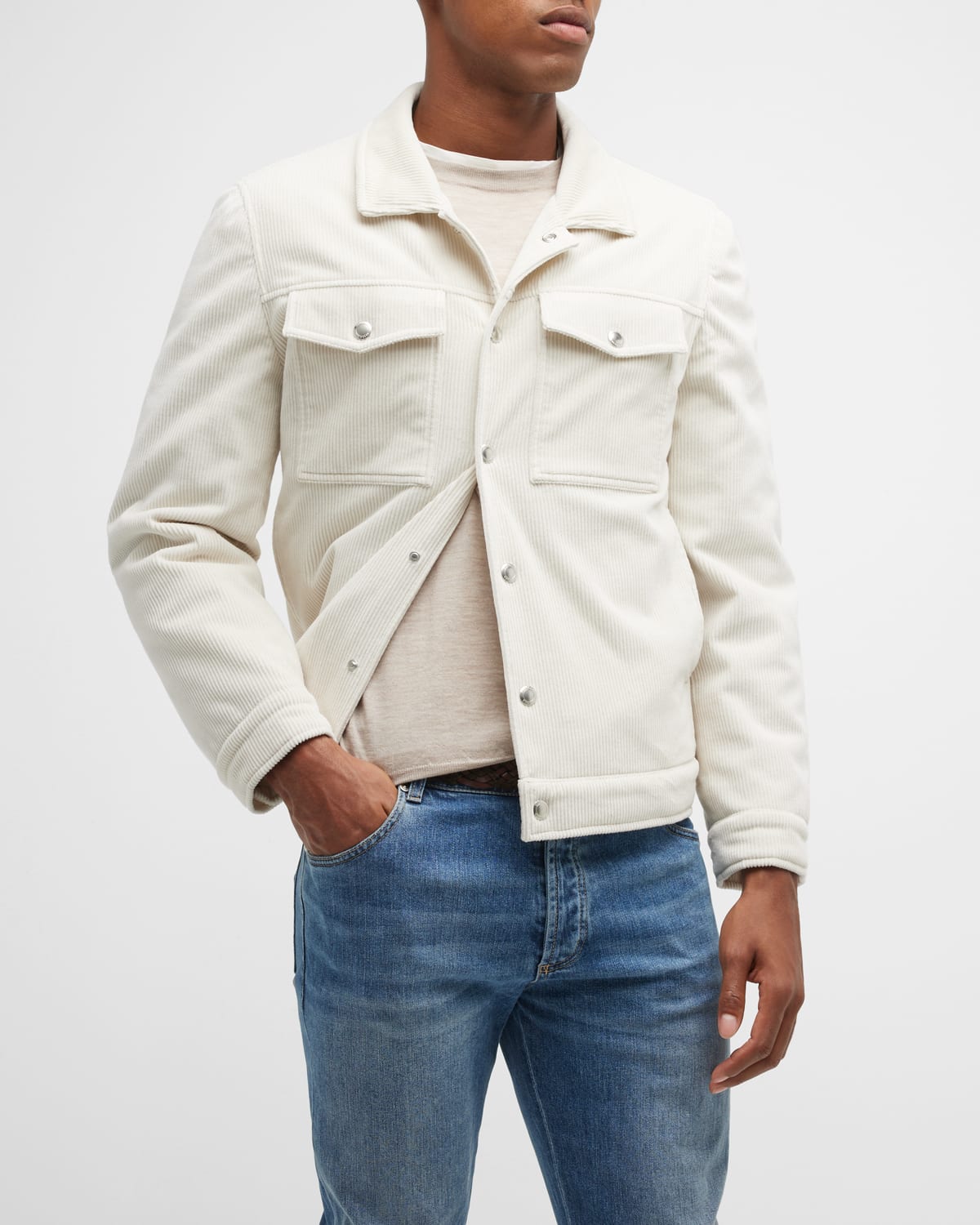 Brunello Cucinelli Men's Cotton-Stretch Field Jacket | Neiman Marcus