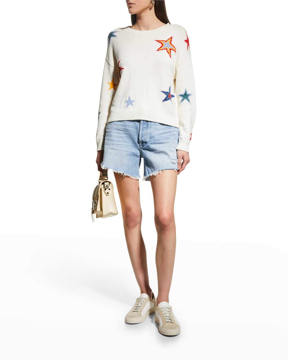Palm Angels Colorblock Star Crewneck Sweater | Neiman Marcus