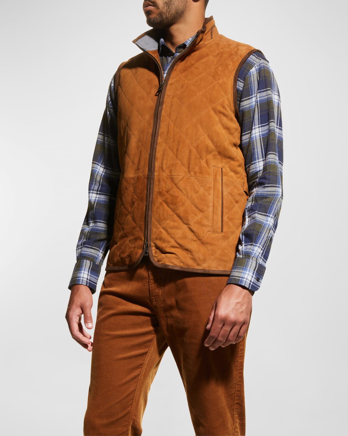 Peter Millar Men's Journeyman Quilted Linen Vest | Neiman Marcus