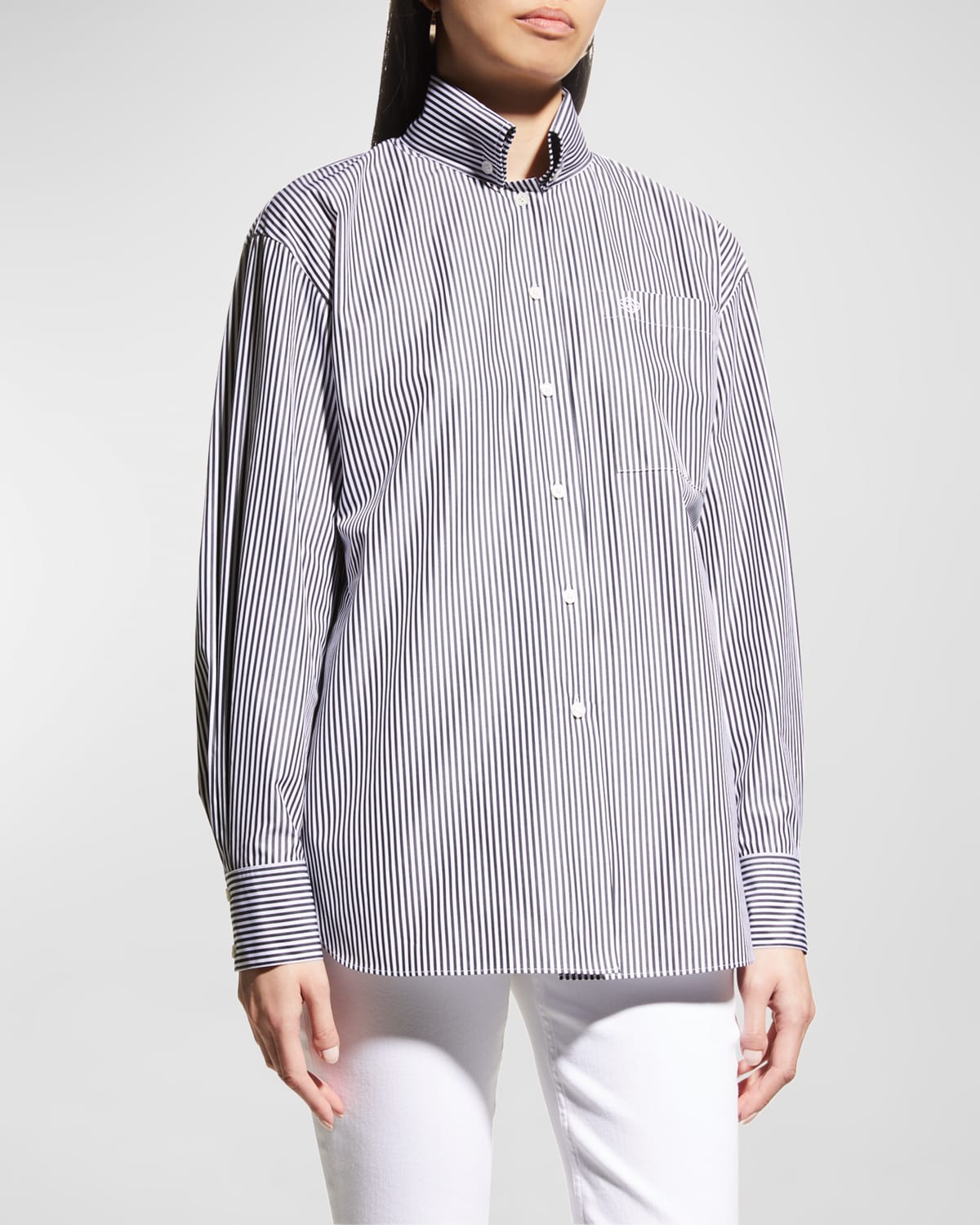 Alix of Bohemia Patti Floral Striped Button-Front Shirt | Neiman Marcus