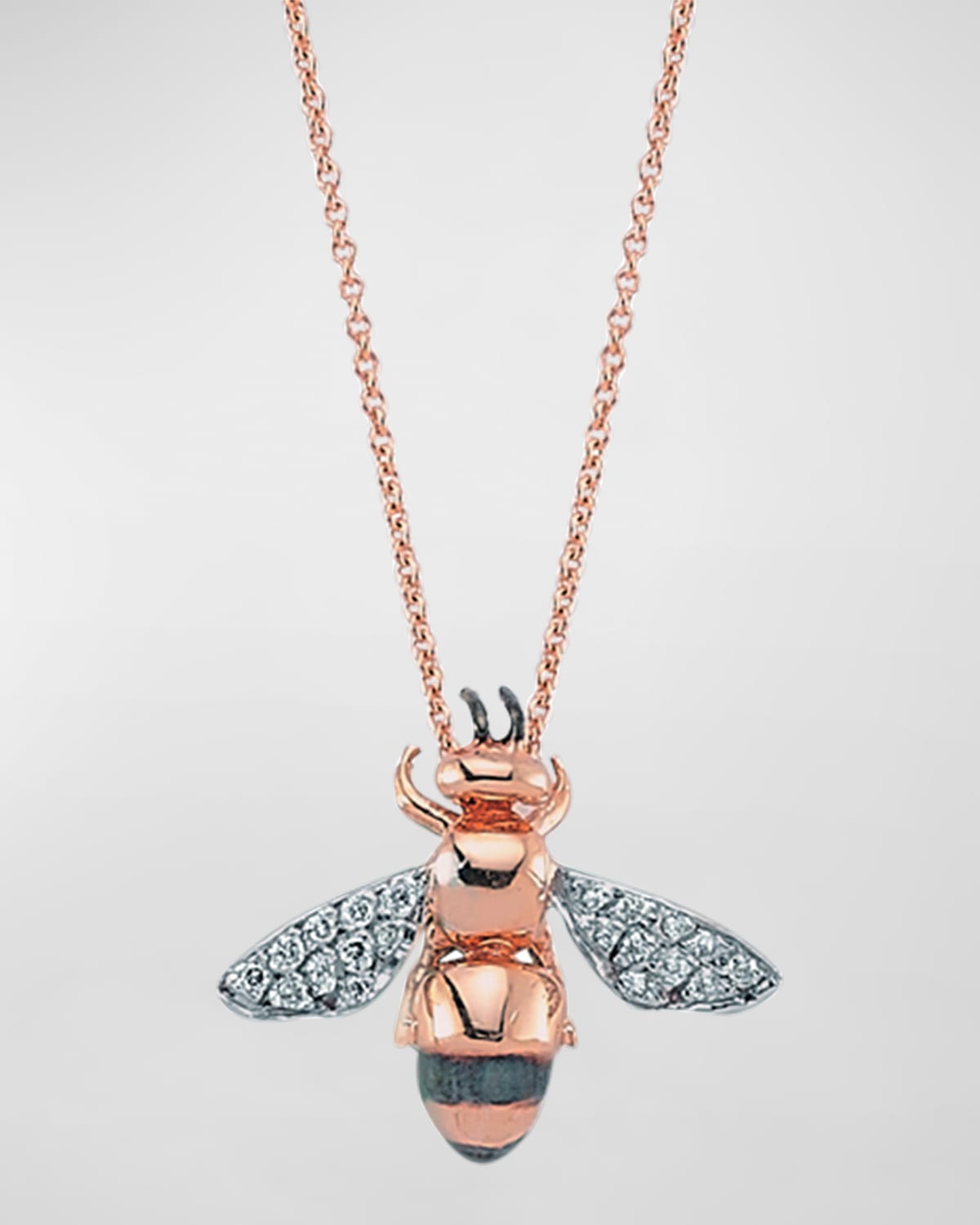Pippo Perez Small Bee Charm Necklace with Diamonds and Emeralds ...