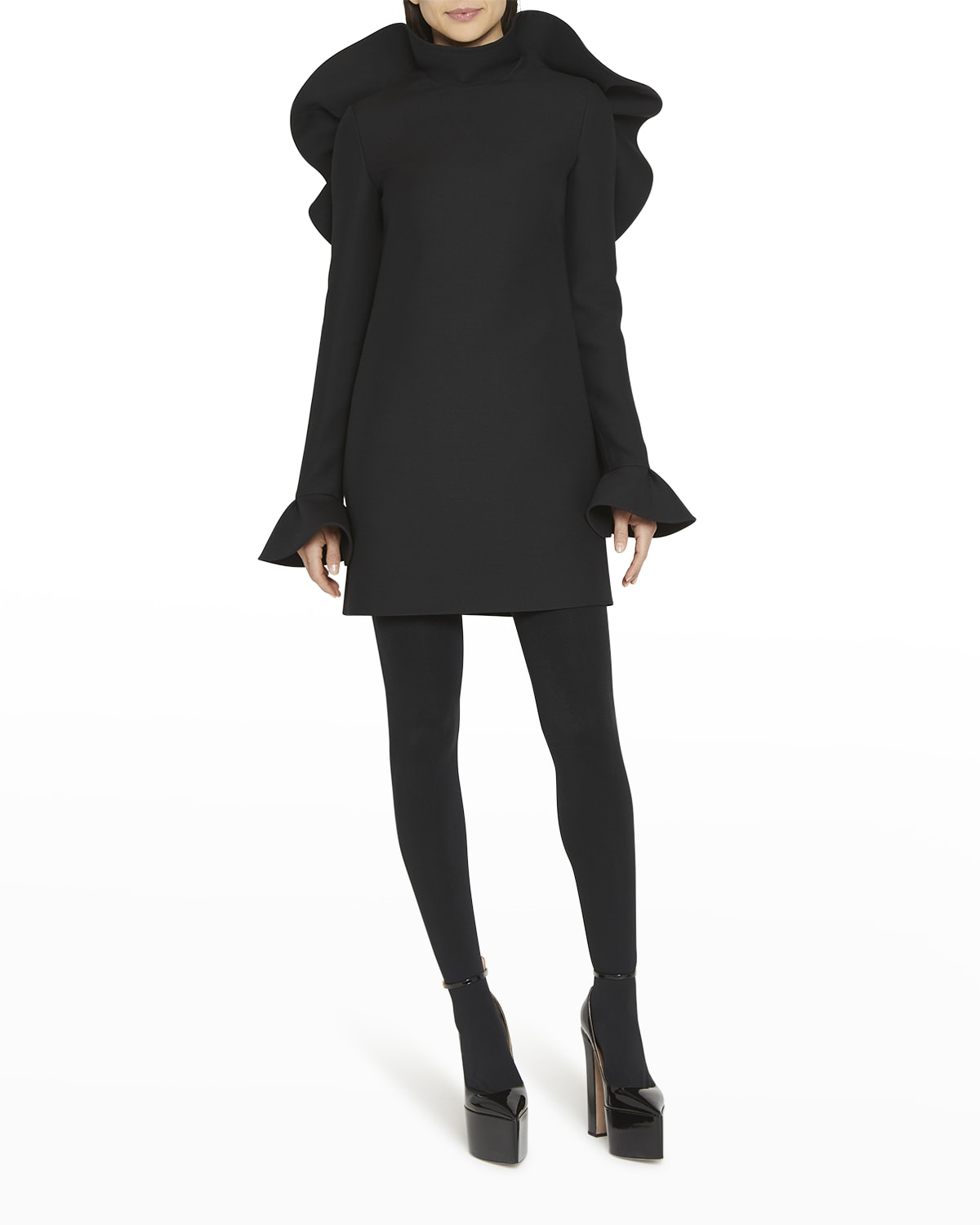 Valentino Garavani Flower Applique Crepe Mini Dress Neiman Marcus