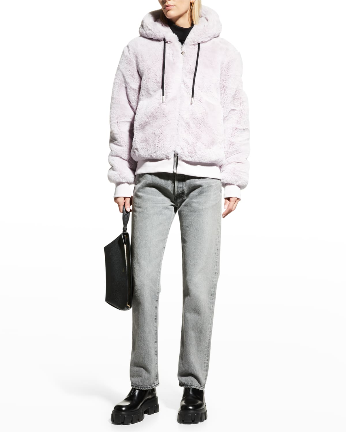 Moose Knuckles Madison Bunny Faux Fur Hooded Sweatshirt | Neiman Marcus