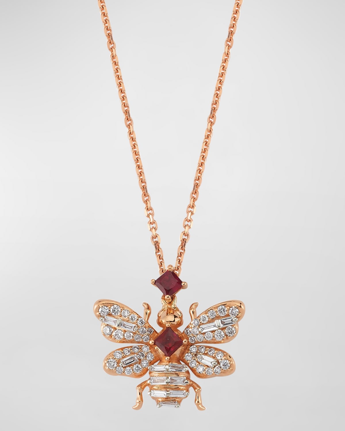 BeeGoddess 14k Rose Gold Bee Diamond and Emerald Necklace | Neiman Marcus