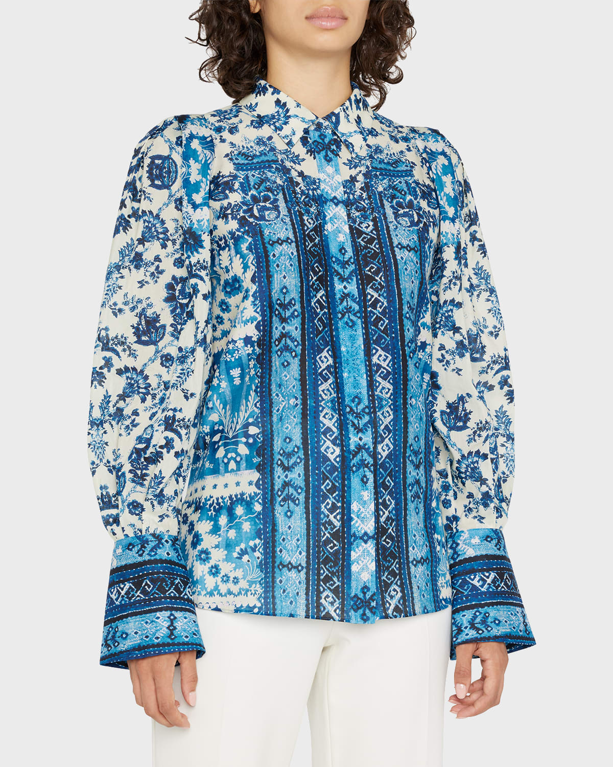 Kobi Halperin Liv Split-Cuff Stretch Silk Blouse | Neiman Marcus