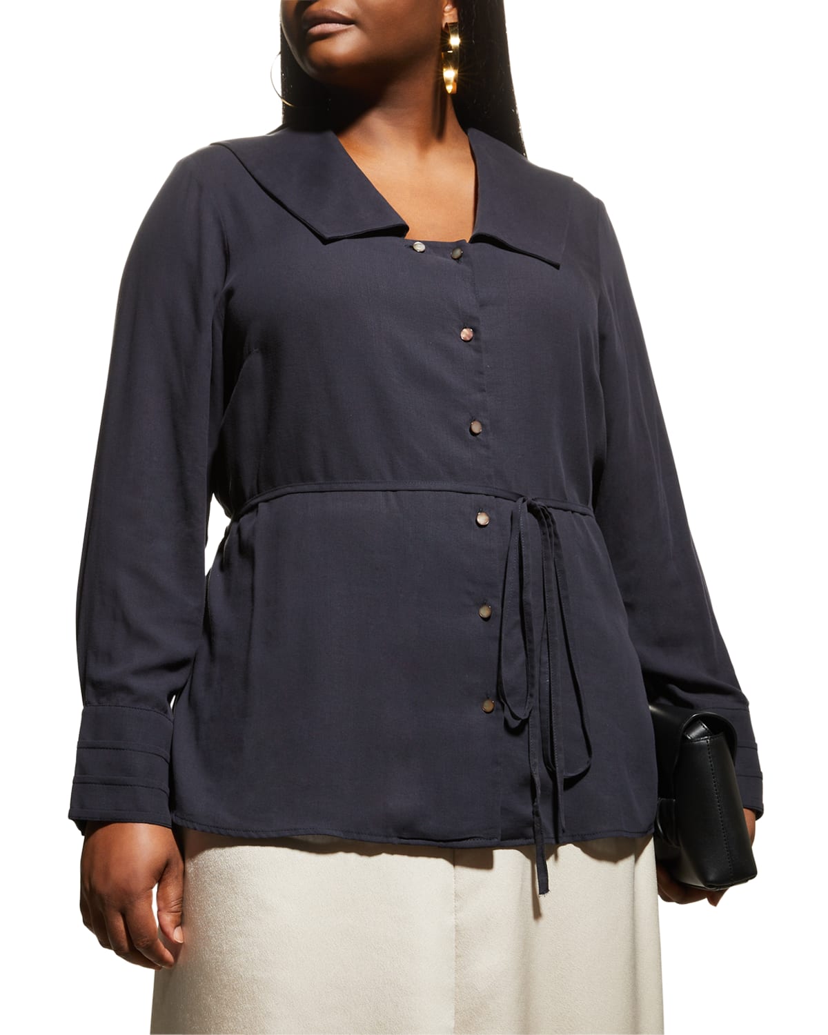 Harshman Plus Size Fuella Ruffled Button Down Shirt Neiman Marcus