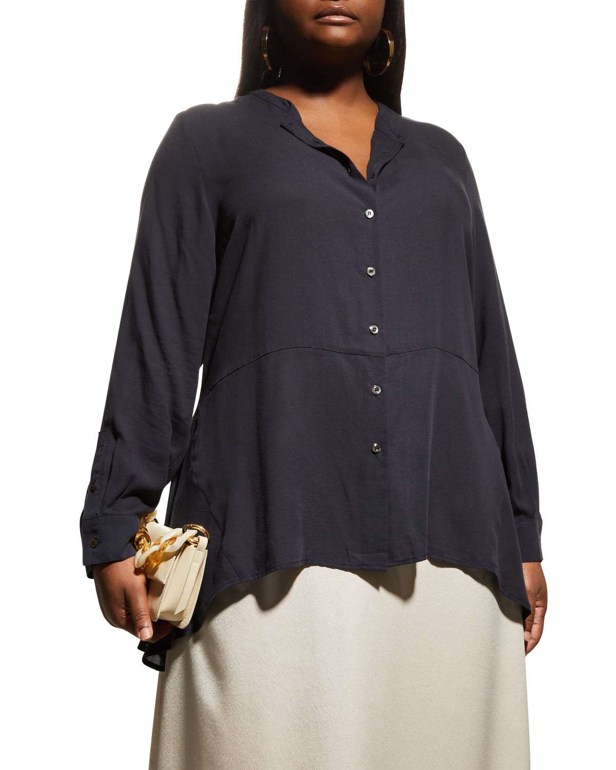 Harshman Plus Size Vivant Oversized Button-Down Tunic | Neiman Marcus
